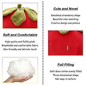 zhidiloveyou Strawberry Plush Red Cute Stuffed Strawberry Toy Fruit Pillow for Kids, 9 inch
