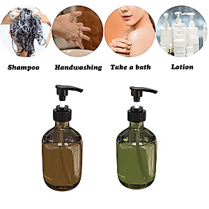 10 oz Pump Bottle Plastic Pump Lotion Dispenser Empty Bottle, Amber and Green 6 Pack, for Shampoo Lotion Body Wash.