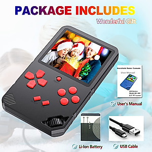 TEBIYOU Handheld Game Console for Kids Portable Gaming Player with Built in 220 16 Bit Electronic Video Games 3.0'' Large Screen Rechargeable Game System for Children's Birthday (Red)