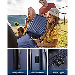 Hard Sided Luggage with Spinner Wheels,Expandable Suitcases with TSA Lock (20" Carry-on, Deep Blue)…