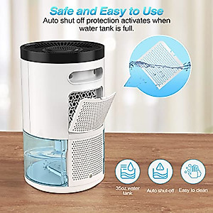 Lafhome Dehumidifier 35oz Small Dehumidifiers for Home 2200 Cubic Feet (220 sq ft) with 7 Colorful LED Light, Portable Quiet Mini Dehumidifier with Auto-Off for Bathroom, Bedroom, Basements, RV