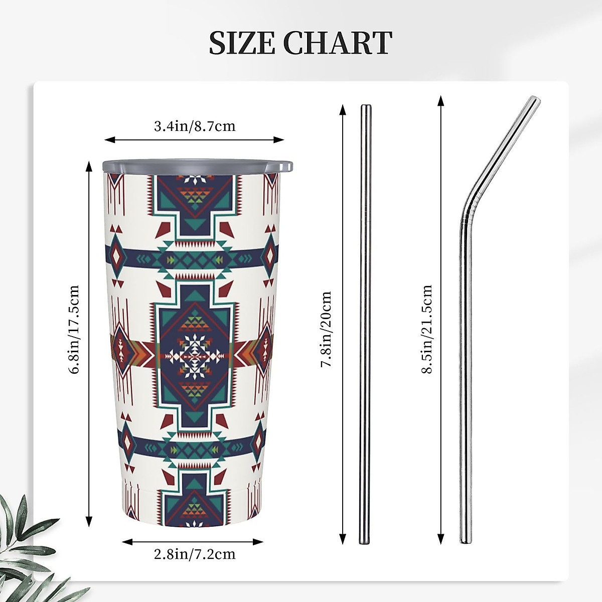 Uniwneds Native American Pattern Mugs Stainless Steel Tumbler With Lid And Straw 20 Oz Insulated Travel Coffee Mugs Cap Bottle Gifts For Women Men