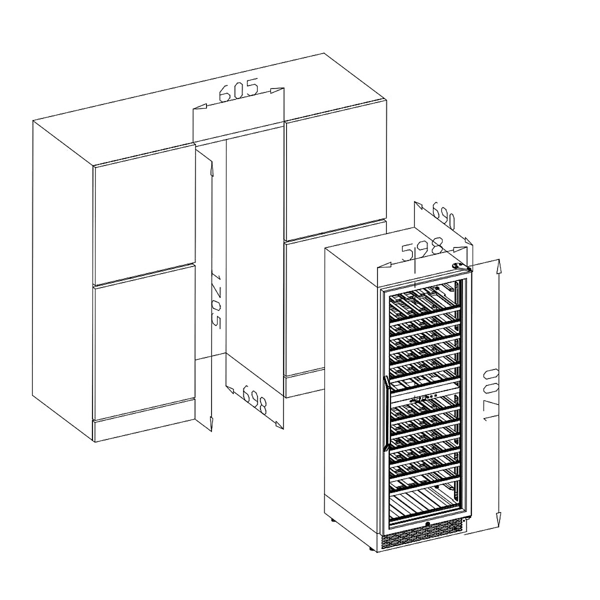 AAOBOSI 24 Inch Wine Cooler Dual Zone, 154 Bottles Wine Refrigerator Built in or Freestanding Wine Fridge 40°F-65°F with Intelligent Temperature Control-Memory Function-Powerful Compressor-Quiet
