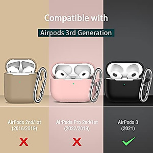 R-fun AirPods 3rd Generation Case Cover with Cleaner kit and Earbuds Hook Cover (2Pairs),Soft Silicone Protective Case for Apple AirPods 3 2021- Black