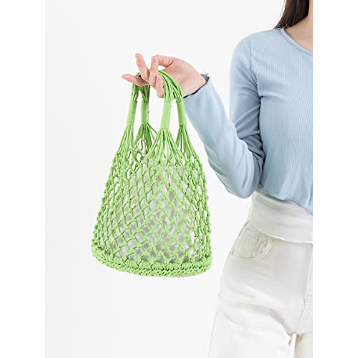 Casual Hollow Crochet Women Handbags Hand Bags Handmade Woven Summer Beach Bag Small Tote Bali Female Purses Orange l