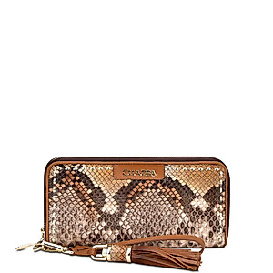 Cuadra Women's Wallet in Genuine Python Leather Brown, BD207PI