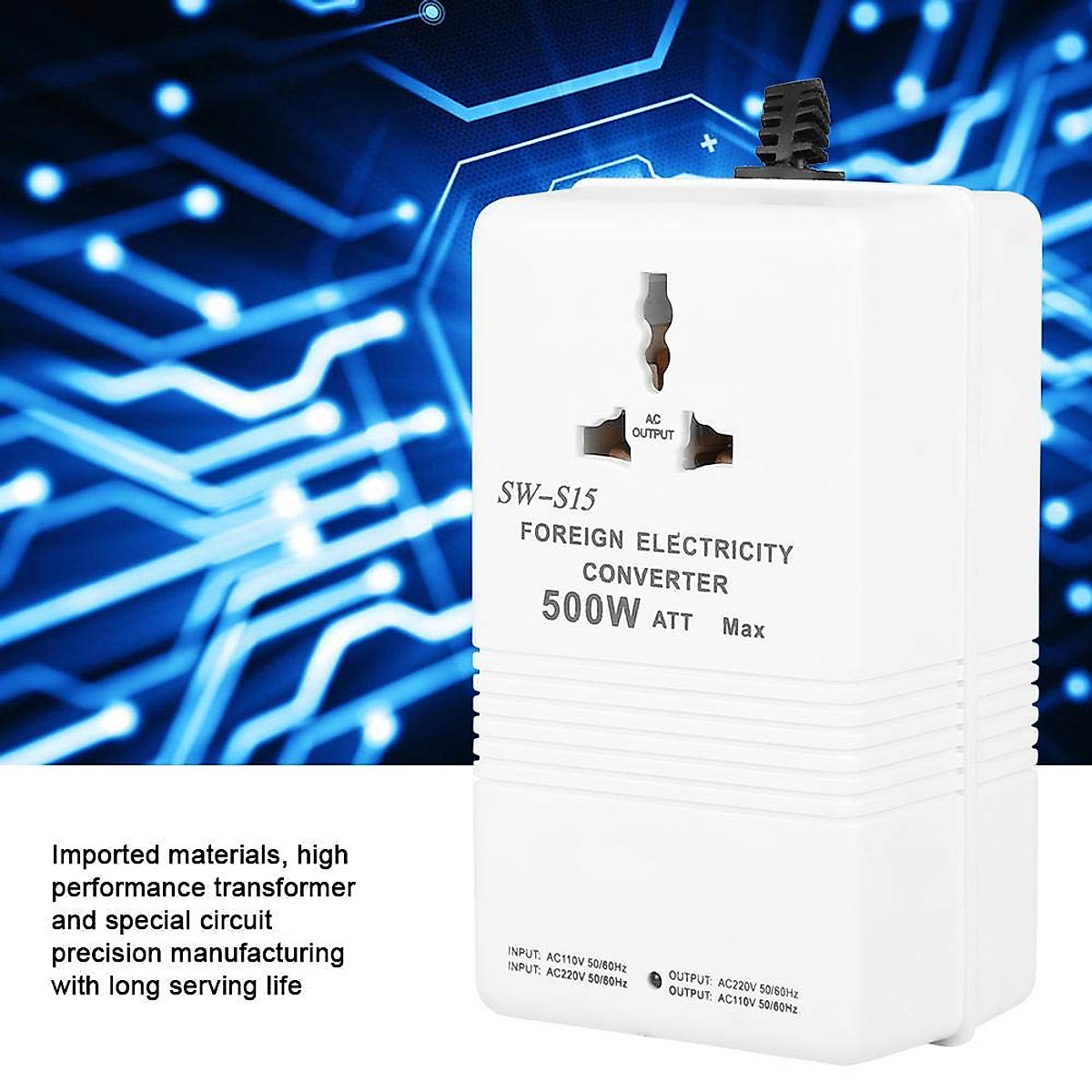 SW-S15 500W Step Up/Buck Channel Voltage Converter Transformer CN Plug International Travel Worldwide Adapter