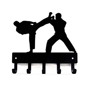 The Metal Peddler Karate Sparring Sport - Wall Key Holder - Small 6 inch Wide - Made in USA; Storage Hooks for Home or Office