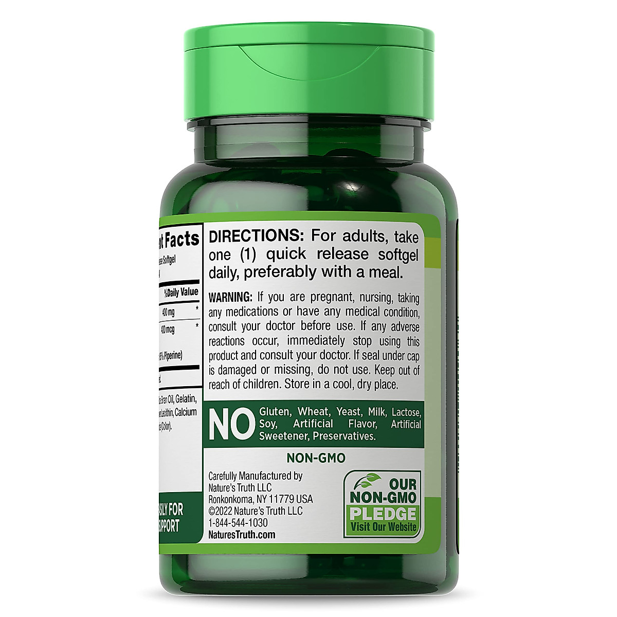 Nature's Truth Co-Q10 400mg | 40 Softgels | Maximum Strength Supplement | Enhanced Absorption | Non-GMO, Gluten Free
