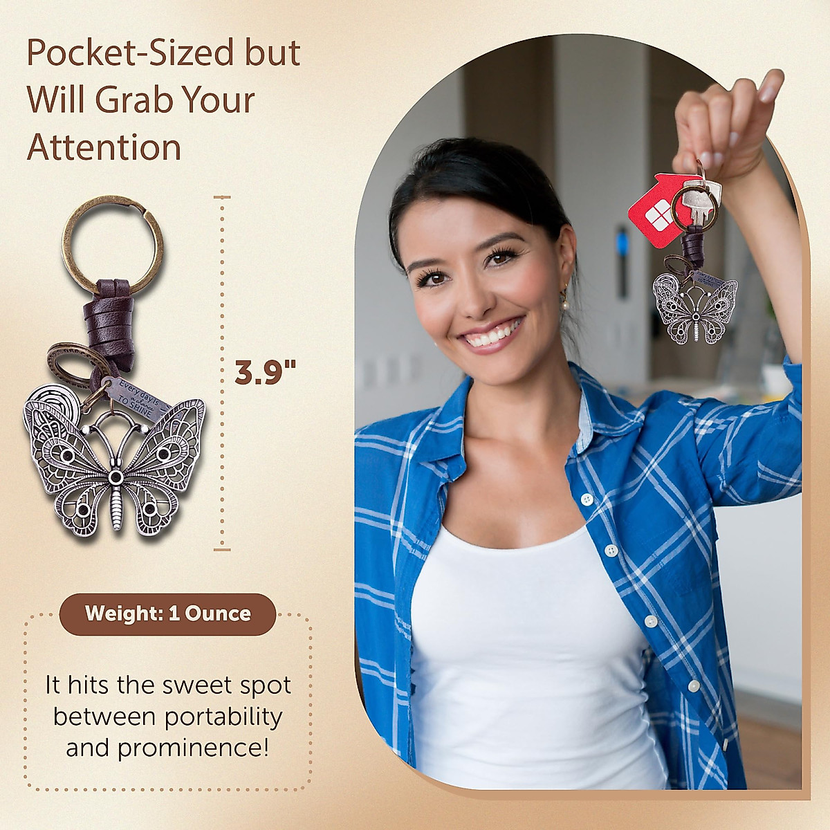 AuPra Butterfly KeyChain Gift Women Leather KeyRing Girl Home Car Door Keys Holder Lady Present