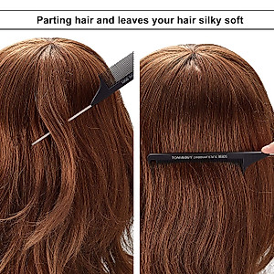 12 Pieces Hair Parting Comb Pin Tail Combs Fine-tooth Comb Rat Tail Combs Carbon Fiber and Stainless Steel Pintail Comb for Braids Hair Styling Beauty Tools (Black)