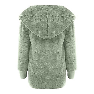 Ceboyel Womens Fleece Teddy Coats 2023 Trendy Hooded Winter Jacket Shaggy Faux Sherpa Cardigans Fashion Warm Clothessherpa Jacket Mint Green L