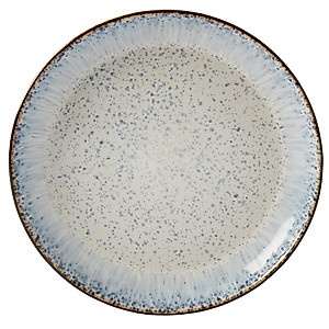 Tabletops Gallery Speckled Farmhouse Collection- Stoneware Dishes Service for 4 Dinner Salad Appetizer Dessert Plate Bowls, 16 Piece Jura Embossed Dinnerware Set in Smoky Blue