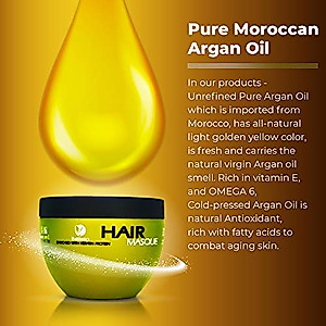Bellisso Moroccan Argan Oil Hair Mask Deep Conditioner Sulfate Free for Dry or Damaged Hair with Organic Jojoba Kernel Oil Aloe Vera Collagen and Keratin