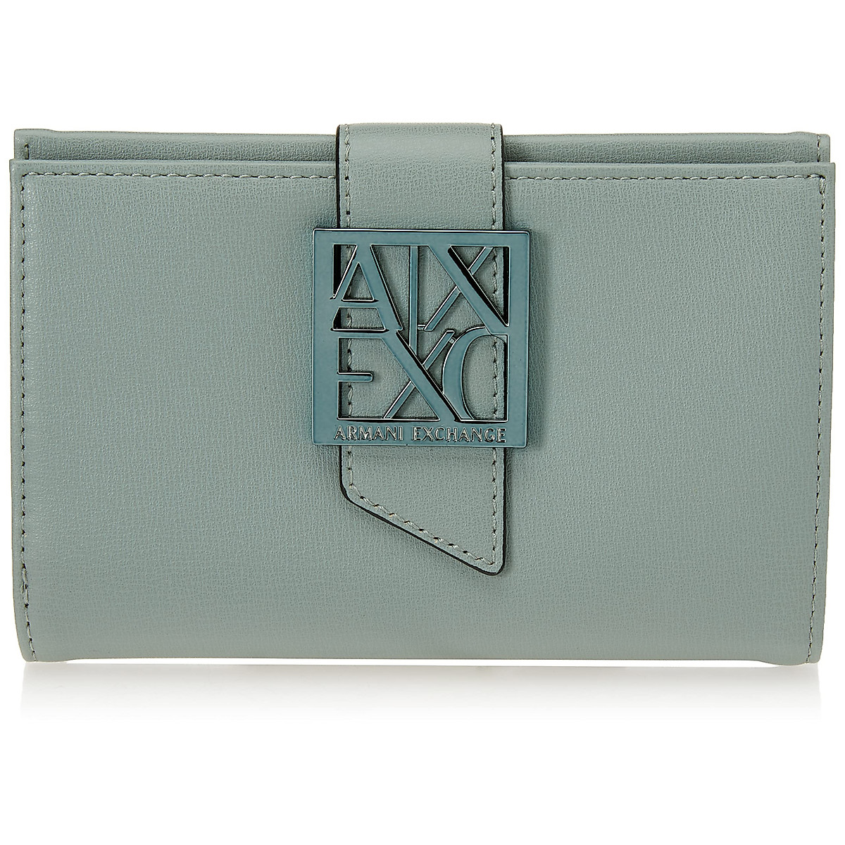 A|X Armani Exchange Women's Square Logo Flap Wallet, Magnesium, OS