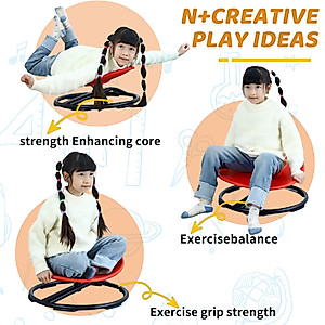 MJKCBD Sensory Spinning Chair for Kids, Autistic Childs Swivel Chair, Sit and Spin Toy, Training Body Coordination, Metal Base Non-Slip Indoor and Outdoor Activity Spins Toys (Round-RED)
