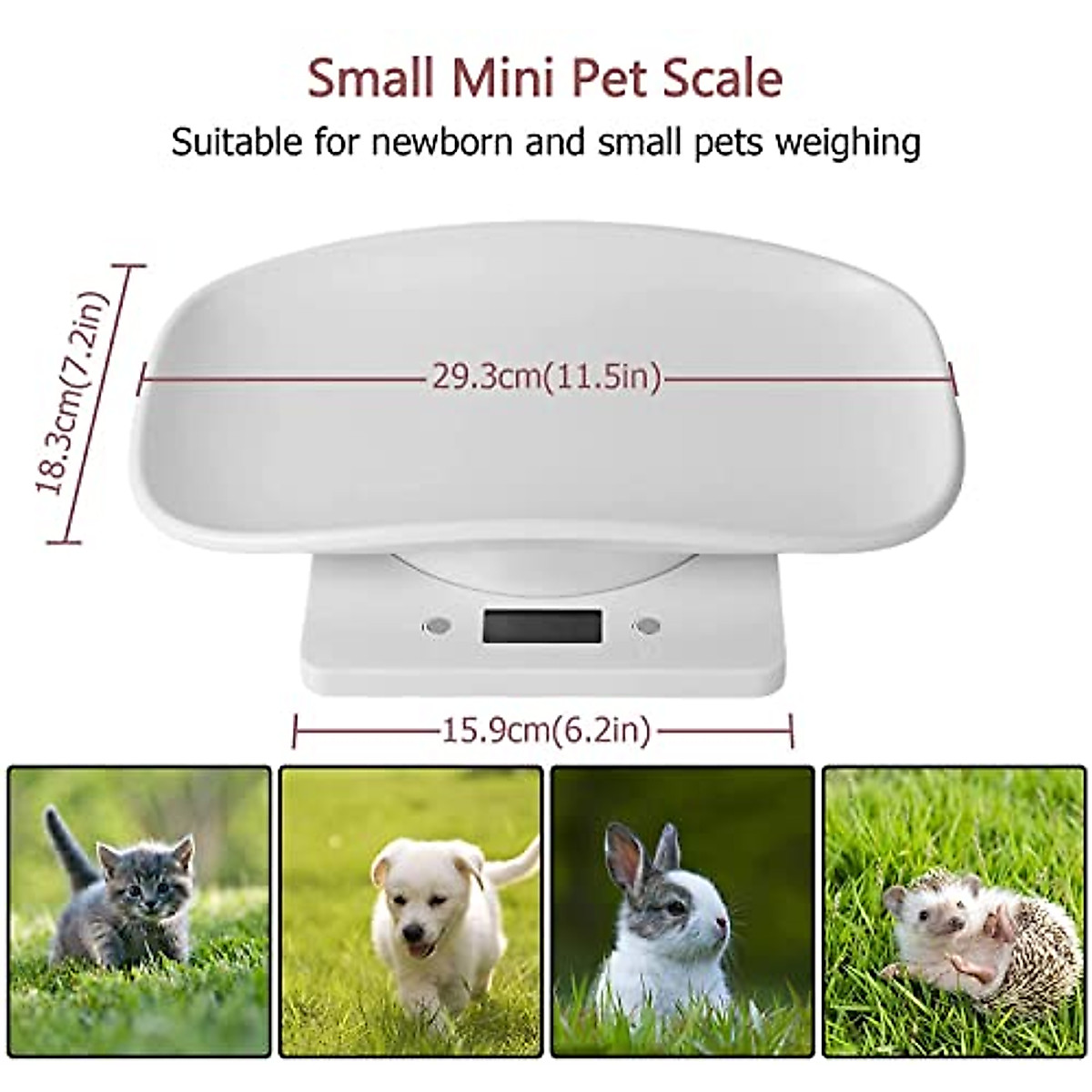 BIGNADO Digital Puppy Scale Small Pet Scale for Puppies High Precision Wiggle-Proof Multi-Function Electronic Kitten Scales Weigh Rabbit or Puppy Mini Gram Weight for Newborn Pets, 11.6''*7.3''