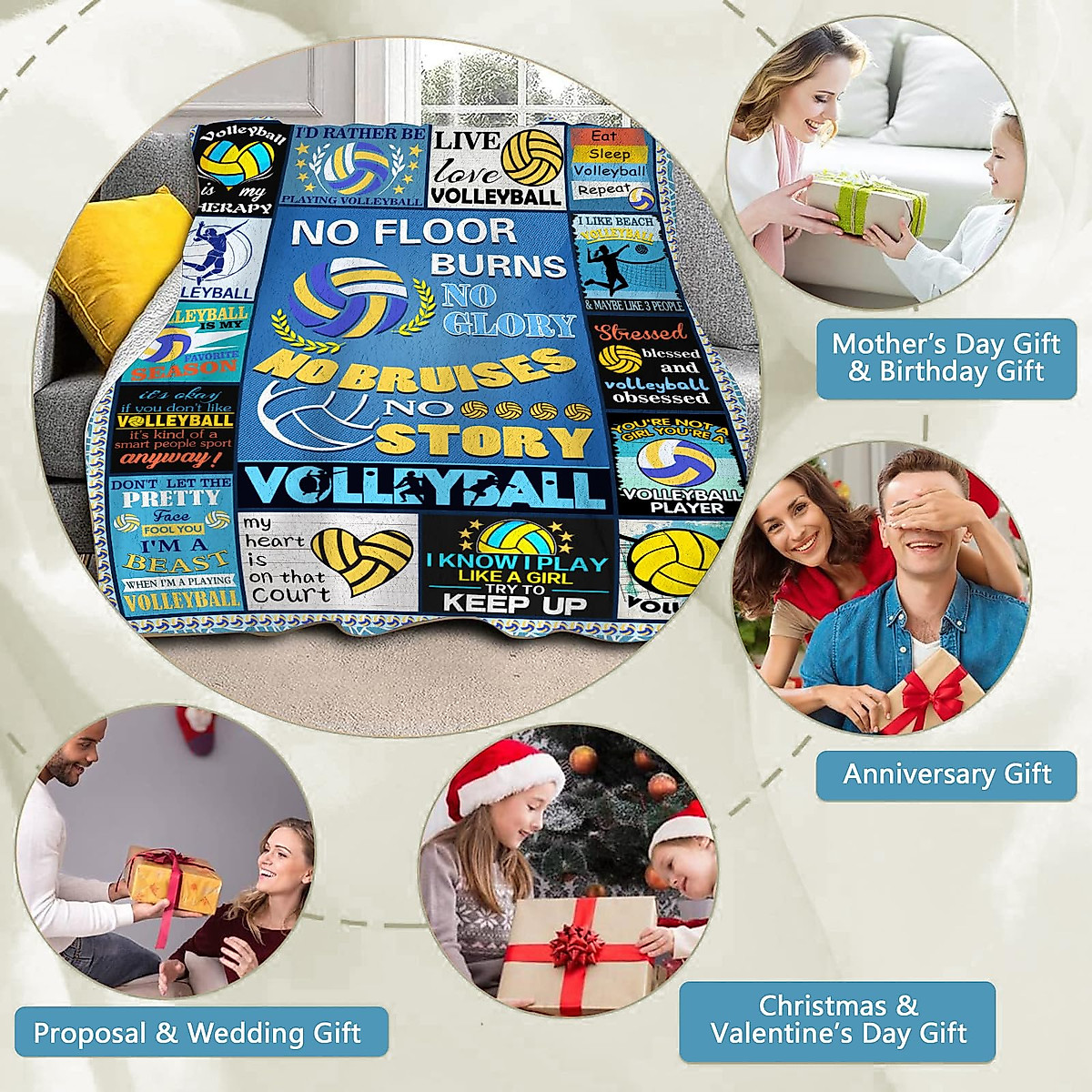 Volleyball Gifts For Teen Girls, Volleyball Gifts, Volleyball Stuff, Volleyball Blanket, Volleyball Gifts Things For Teen Girls Team Coach, Gifts For Volleyball Lovers 60" x 50", Volleyball Gifts