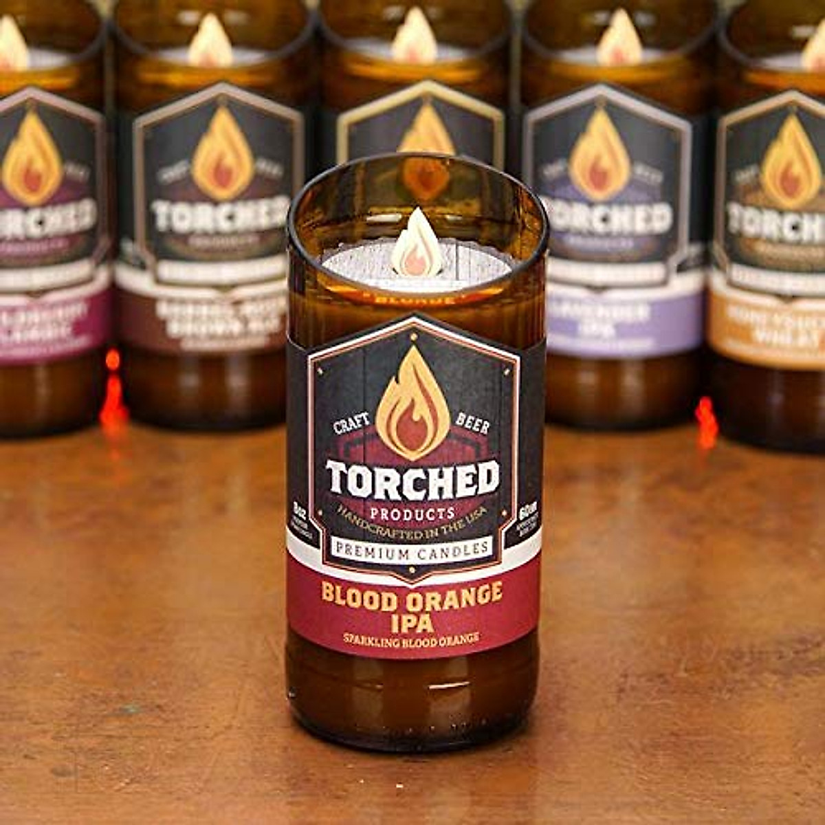 Torched Beer Scented Candles | Natural Soy Wax Candle | Blood Orange IPA Scent 8 oz | Makes a Great Gift for Men, Beer Lovers, and Collectors | Bar Man-Cave Decor and Accessories