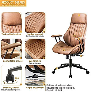 XIZZI Ergonomic Chair, Modern Computer Desk Chair,high Back Leathe Office Chair with Lumbar Support for Executive or Home Office (Brown 1)