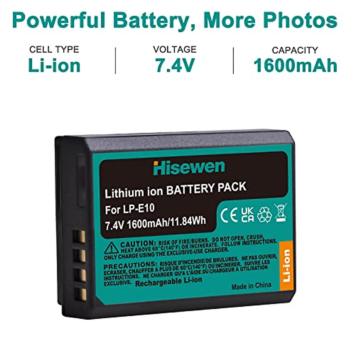 LP-E10 LPE10 Battery 2Pack 1600mAh, Hisewen Dual Charger with Type-C Port for Canon EOS Rebel T7 T6 T5 T3 T100 Kiss X90 X80 X70 X50 1100D 1200D 1300D 1500D 2000D 3000D 4000D Digital Camera