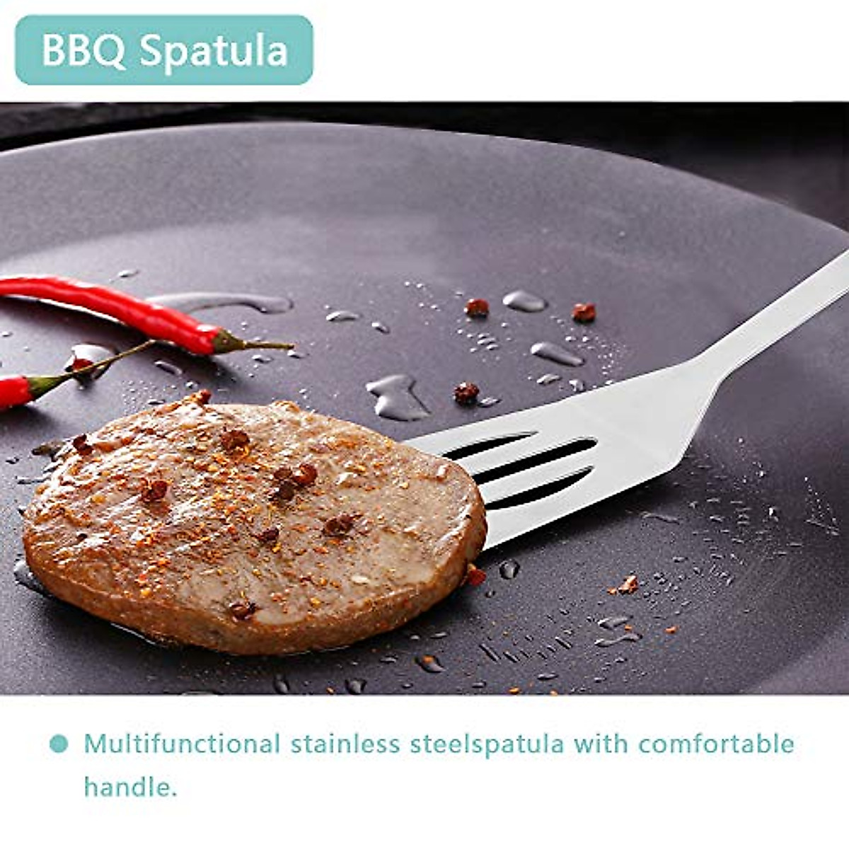 Piduules 3Pcs Basic BBQ Grill Accessories Set, Multifunctional Stainless Steel Barbecue Tools Set in Case for Outdoor Picnic, Camping, Smoking, Grilling