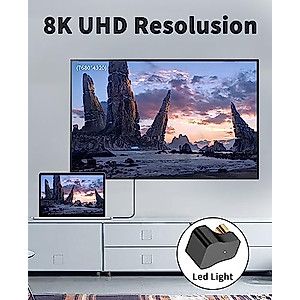 Poyiccot 8K U Shaped HDMI Adapter, 180 Degree HDMI Adapter, Up Angle HDMI 2.1 Extender Adapter 48Gbps HDMI Male to Female Extension Adapter with LED Indicator for HDTV, PS5, Laptop, 2pack