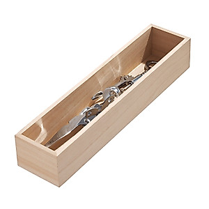 iDesign Renewable Paulownia Wood Collection Drawer Organizer Bin, 3.3" x 15" x 2.5", Natural