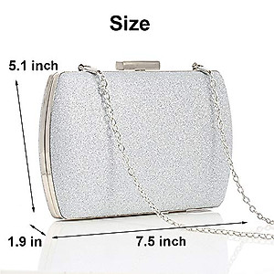 Silver Clutch Bag for Women Evening Handbags Sparkling Glitter Purse Elegant Shoulder Bag for Dance Wedding Bridal Graduation Party Crossbodybag