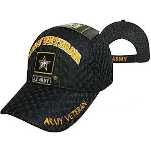 Ant Enterprises US Army Gold Star Army Veteran Black Mesh Adjustable Strap Hat Cap Licensed