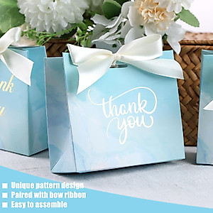VGOODALL 24PCS Small Thank You Gift Bags, Mini Party Favor Bags Light Blue Candy Bags Treat Boxes Paper Gift Bags with Bow Ribbon for Wedding Bridal Baby Shower Birthday Party
