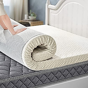 3 Inch Queen Gel Memory Foam Mattress Topper with Washable & Skin-Friendly Cover, 2 Layer Ventilated Design & High-Density Soft Memory Foam, No-Slip Thin Cooling Mattress Bed Pad Topper - Queen Size