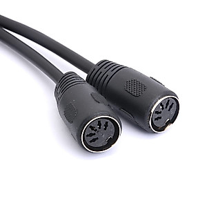 5 Pin DIN Y Splitter MIDI Cable Adapter, MIDI 5 Pin DIN 90 Degree Right Angle Plug Male to Dual 2 Female Extension Audio Cable for MIDI keyboard, electric piano, synthesizer, MIDI guitar(50 CM)