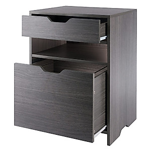 Winsome Wood Nova Storage Cabinet, 1-Drawer with Open Shelf, Charcoal