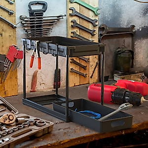 Simple Houseware 2-Tier Standard Under Sink Storage Organizer, Black