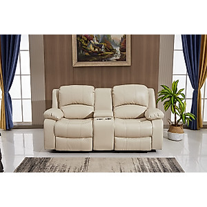 Betsy Furniture Power Reclining Bonded Leather Living Room Set (Beige, Loveseat)