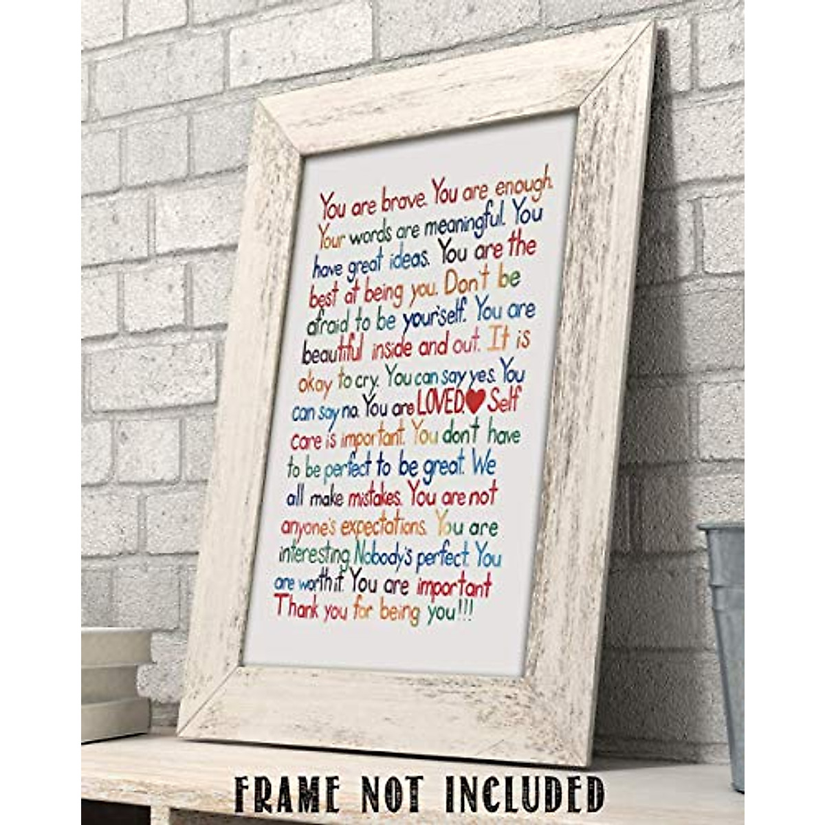"You Are Enough-Loved-Important"- Inspirational Wall Art Print- 8 x 10" Ready to Frame. Motivational Wall Art-Home Décor- Office Décor. Perfect For Building Confidence in Children, Friends & Graduates