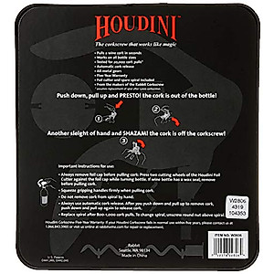 Houdini Lever Corkscrew with Foil Cutter and Extra Spiral (Silver)
