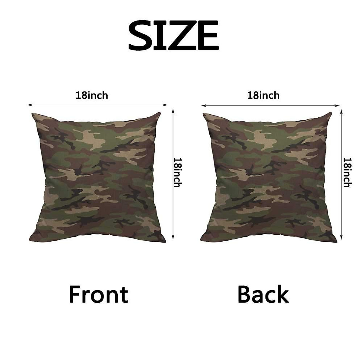 HOSNYE Army Camouflage Throw Pillow Cushion Covers Hunting Camo Green Hunter Decorative Square Accent Pillow Case 18 x18 inch