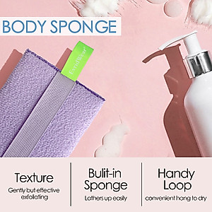 Evridwear Exfoliating Bath Sponge, Daily Skincare Body Scrubbers Loofah Shower Pads with Strap for Body Cleansing, Dead Skin Cell Remover, 3 Count Value Pack(Macaroon)