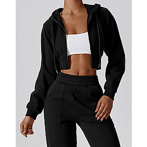 ABOCIW Sweatpants Women Fleece Lined Baggy Winter Thick Warm High Waisted Sweat Pants Casual Athletic Joggers with Pockets Y2k Trendy Lounge Trousers Black Medium