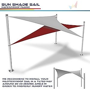 Windscreen4less 12'x12' Waterproof Sun Shade Sail Rectangle Shade Canopy Cover UV Block for Backyard Patio Deck Balcony Pergola Garden (Beige)