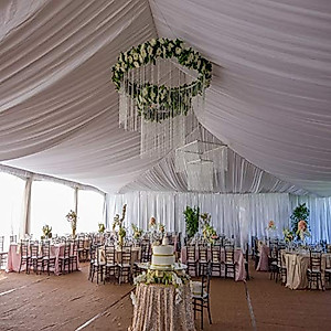 "AK TRADING CO. 120" Wide (10ft Wide) X 120 Yards Roll - Sheer Voile Chiffon Fabric - Perfect for Draping Panels and Masking for Weddings, Parties & Events, Tent Draping - White"