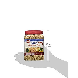Baron’s Whole Wheat Orzo Pasta | 100% Natural Israeli Rice-Shaped Orzo for Soups, Casseroles & Salads | Cooks in 10 Minutes! | Kosher | 2 Pack 21.16oz Jars