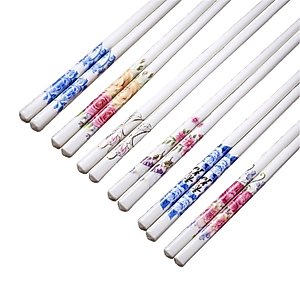 6 Pairs Ceramic Chopsticks, 9.7" Reusable Chinese Chopsticks Dishwasher Safe(6 Pairs Different Patterns)