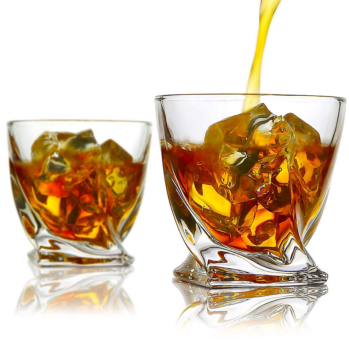 ELIDOMC 10OZ Whiskey Glasses With luxurious Giftbox, Sturdy Set of 4 Cocktail Glasses With Weighted Bottom, Perfect Whiskey Gifts for Men to Drink Whiskey Scotch Cocktail Vodka Bourbon