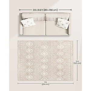 SONGMICS HOME Area Rug, 5x7 ft Rug for Bedroom, Non-Slip Carpet, Home Decor, for Living Room, Machine Washable, Boho Style, Cappuccino Beige UTAR023K01V1