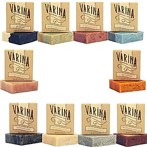 Varina Natural Soap Mens Variety Bar Soap - Gentle Cleansing for Sensitive Skin, Fresh - 10 Pack - Experience Healthy Skin - Handmade Soap