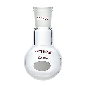 ADAMAS-BETA Lab Boiling Flasks 25mL Single Neck Round Bottom Boiling Flasks Borosilicate Glass with 14/20 Standard Taper Outer Joint