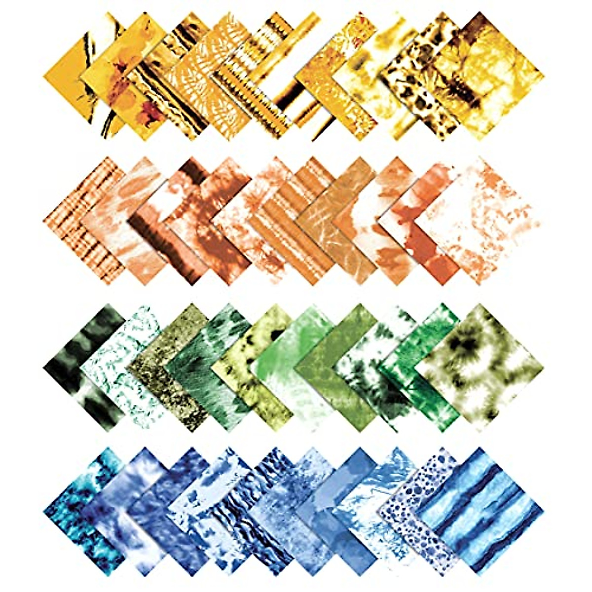 Soimoi 40Pcs Tie Dye Print Precut Fabrics Strips Roll Up 1.5x42inches Cotton Jelly Rolls for Quilting - Multicolor